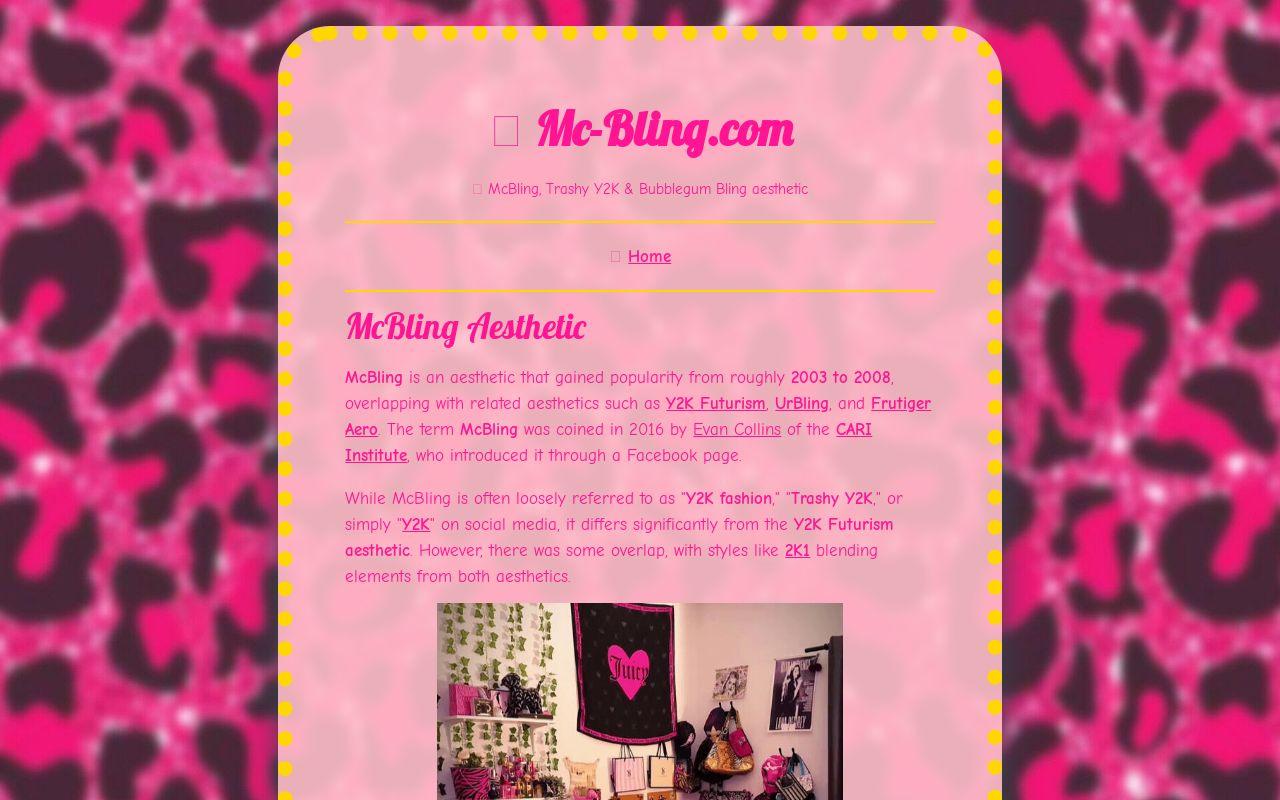 Mc-Bling.com 💖 McBling Trashy Y2K Aesthetic Website